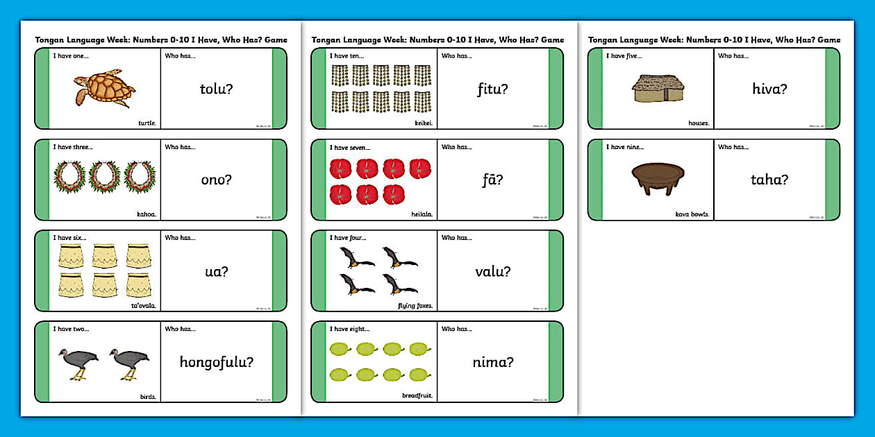 Tongan Language Week Loop Cards (teacher made) - Twinkl
