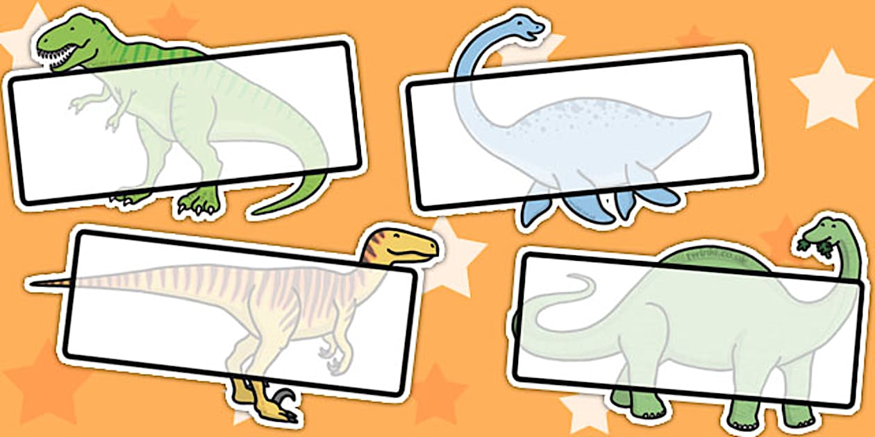 Editable Self-Registration Labels (Dinosaurs) - Twinkl