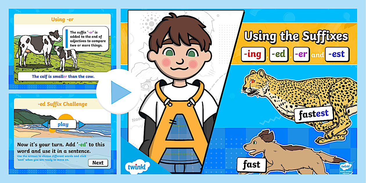 Using the Suffixes -ing, -er, -est and -ed Lesson PowerPoint