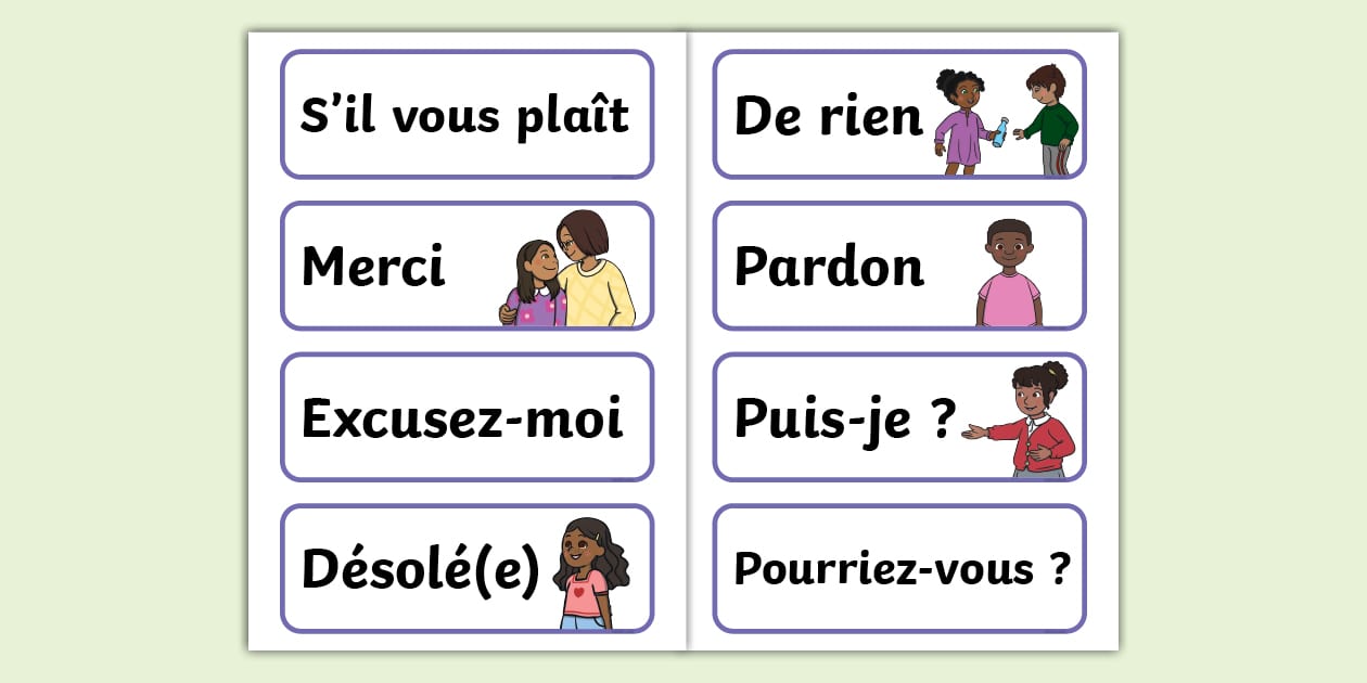 Cartes de mots : Les formules de politesse (teacher made)