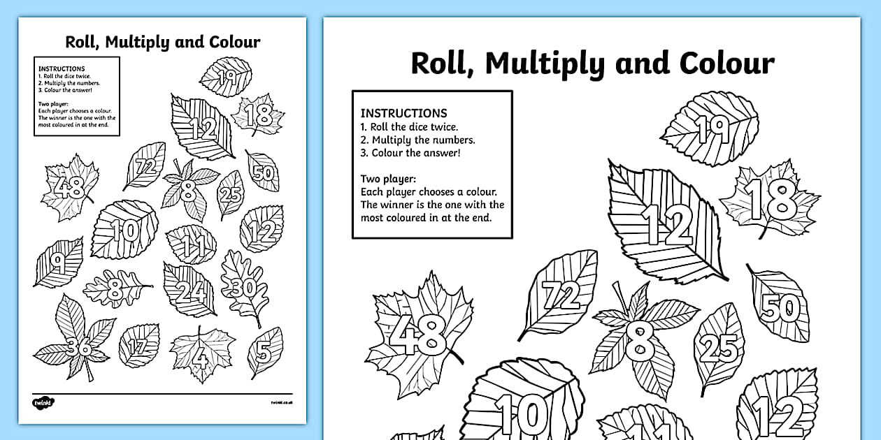 Leaf Roll and Colour Dice Multiplication Activity - Twinkl