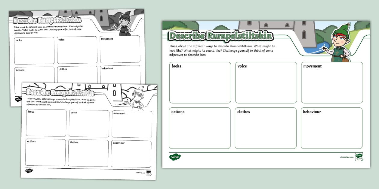 Rumpelstiltskin Adjectives Worksheet - English