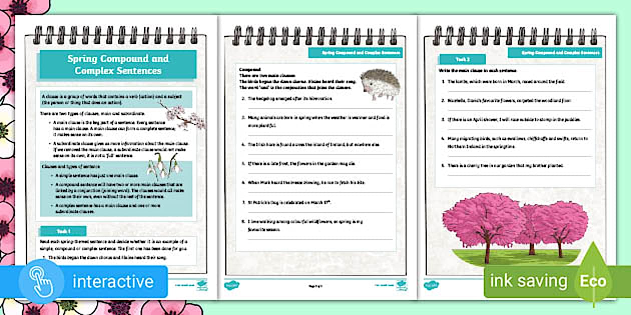 Simple, Compound and Complex Sentences Activity | Twinkl