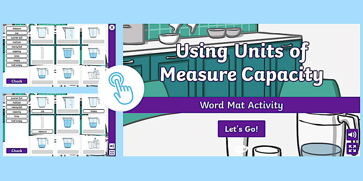 Using Units of Measure Capacity Interactive Word Mat Activity