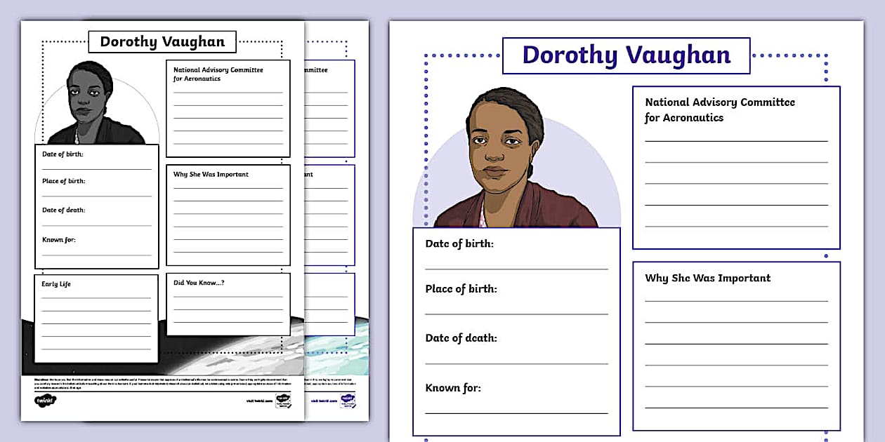 Dorothy Vaughan Fact File Template, Dorothy Vaughan - Twinkl