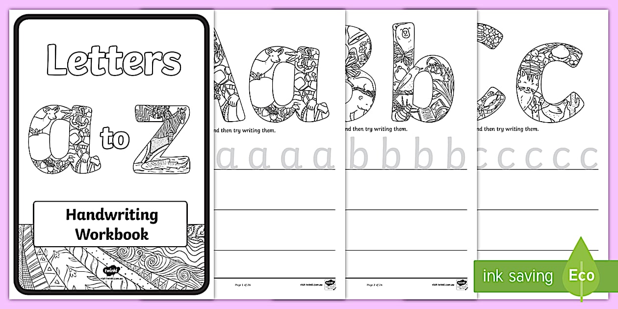 VIC Letters A-Z Handwriting and Mindfulness Colouring Booklet