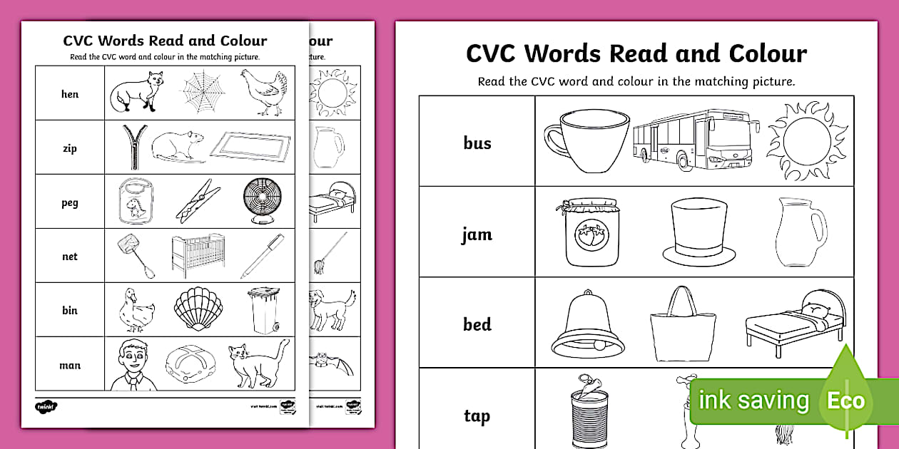 CVC Words Read and Colour Activity Sheet | Twinkl - Twinkl