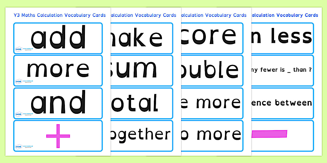 Reception Maths Numeracy Vocabulary Cards Dyslexia - Twinkl