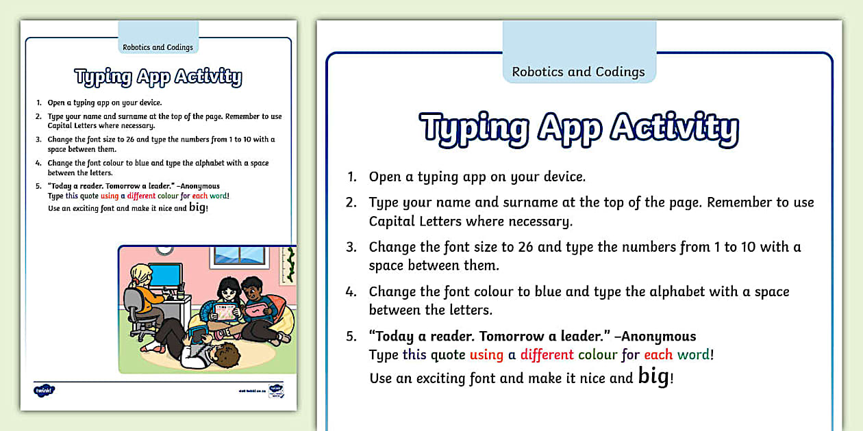 Robotics and Coding Typing App Activity (teacher made)