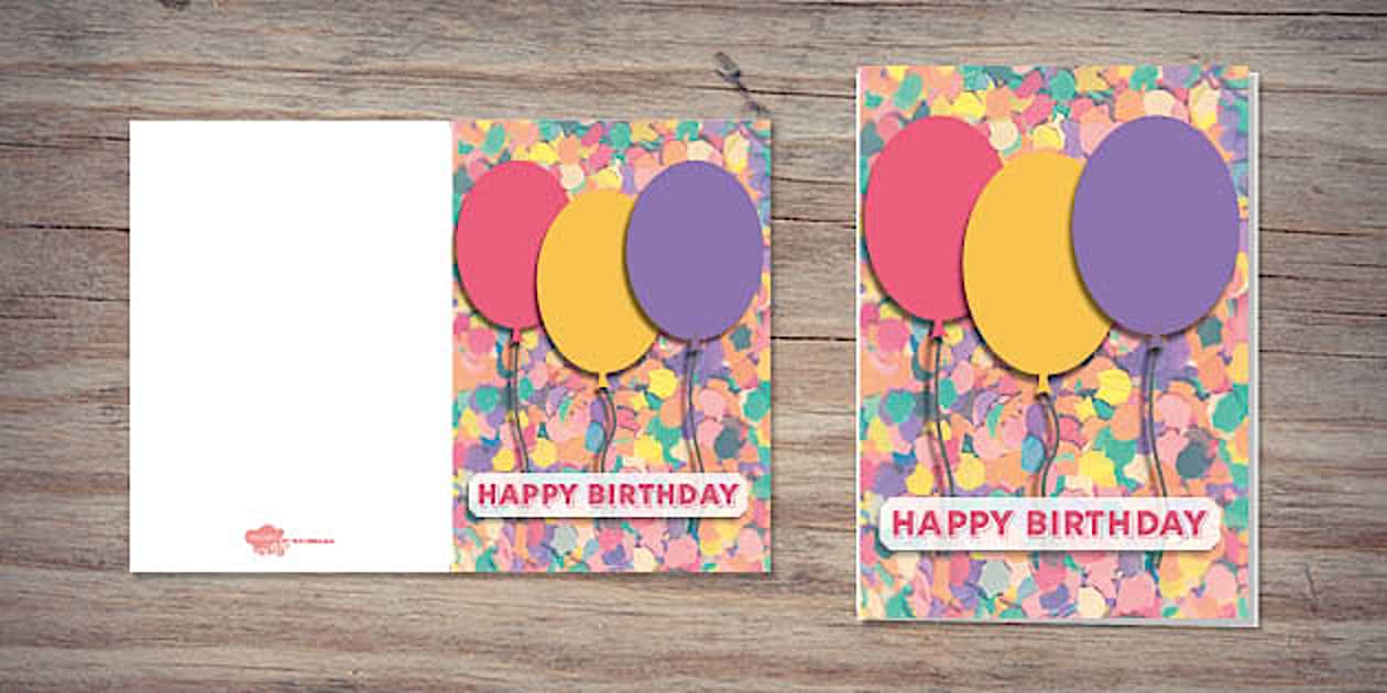 Birthday Balloons Card - Celebration Greeting Cards - Twinkl