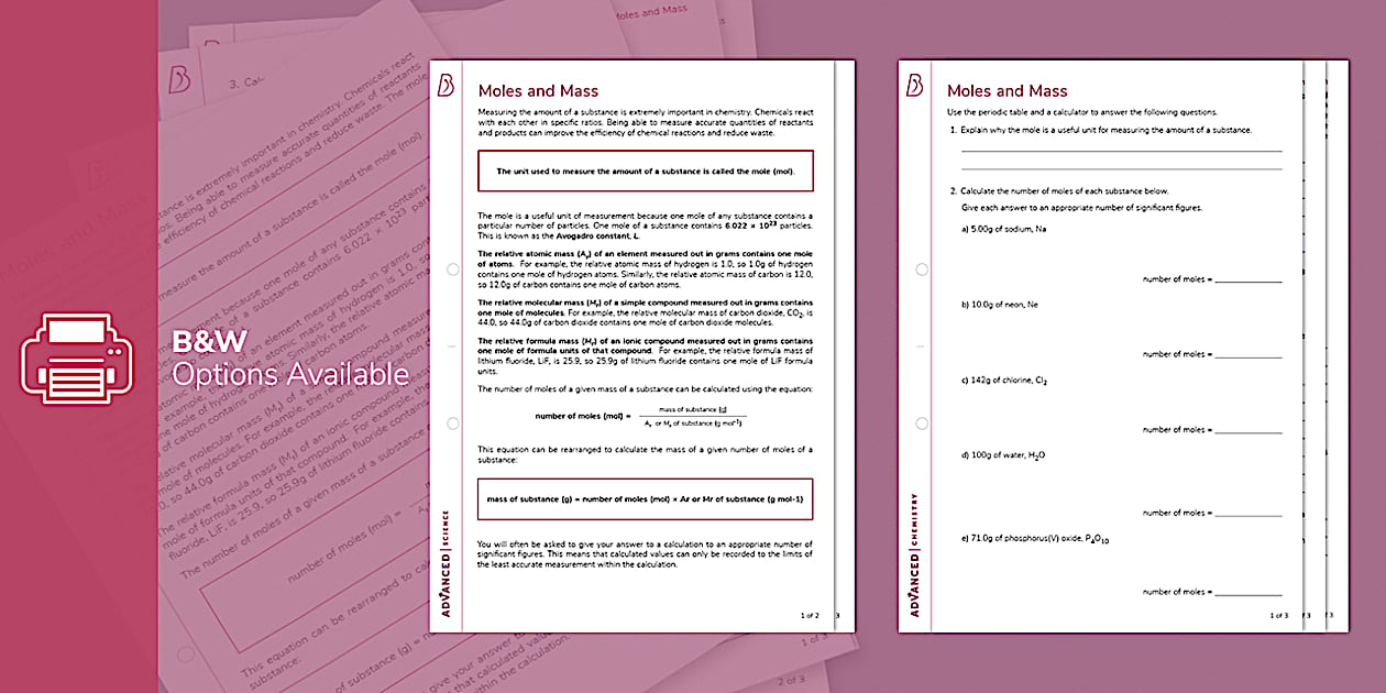 Moles and Mass Resource Pack (teacher made) - Twinkl