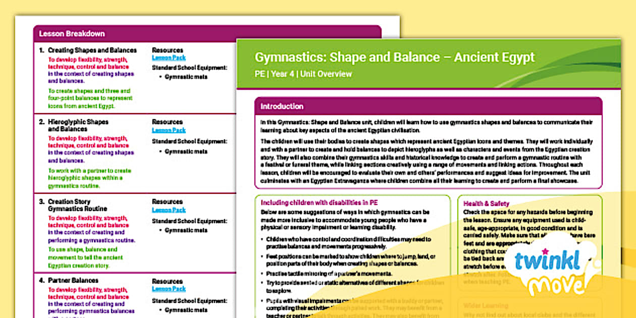 Year 4 Gymnastics Planning | Ancient Egypt | Twinkl Move PE