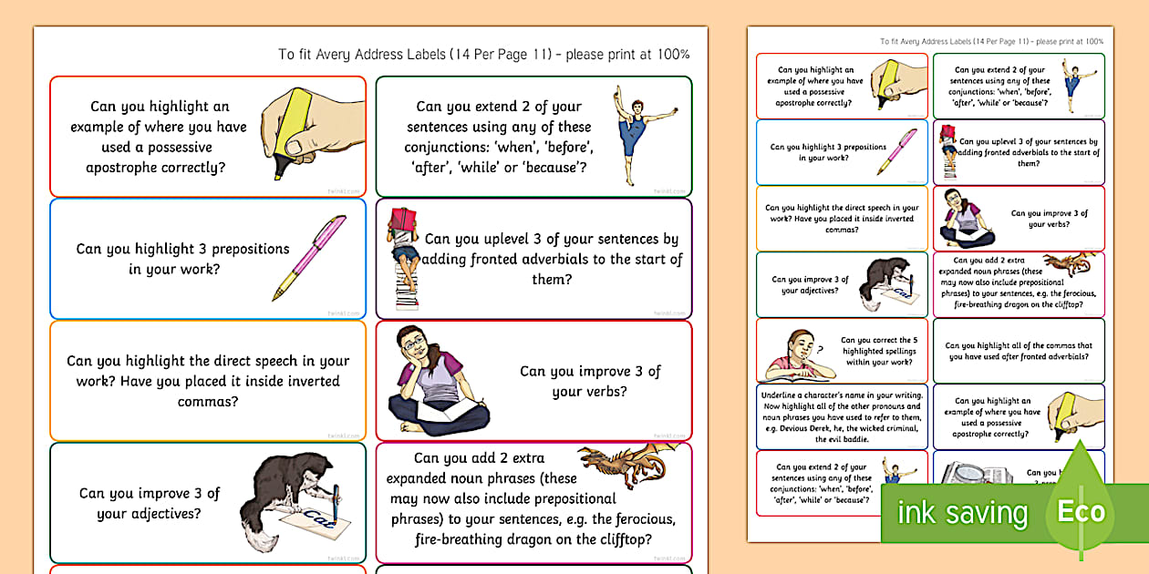 Editable Year 4 Writing Feedback: Extension and Challenge Stickers