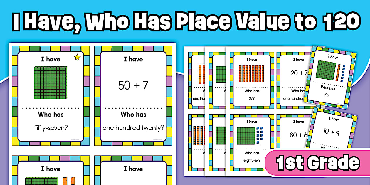 First Grade I Have, Who Has Place Value to 120 Game