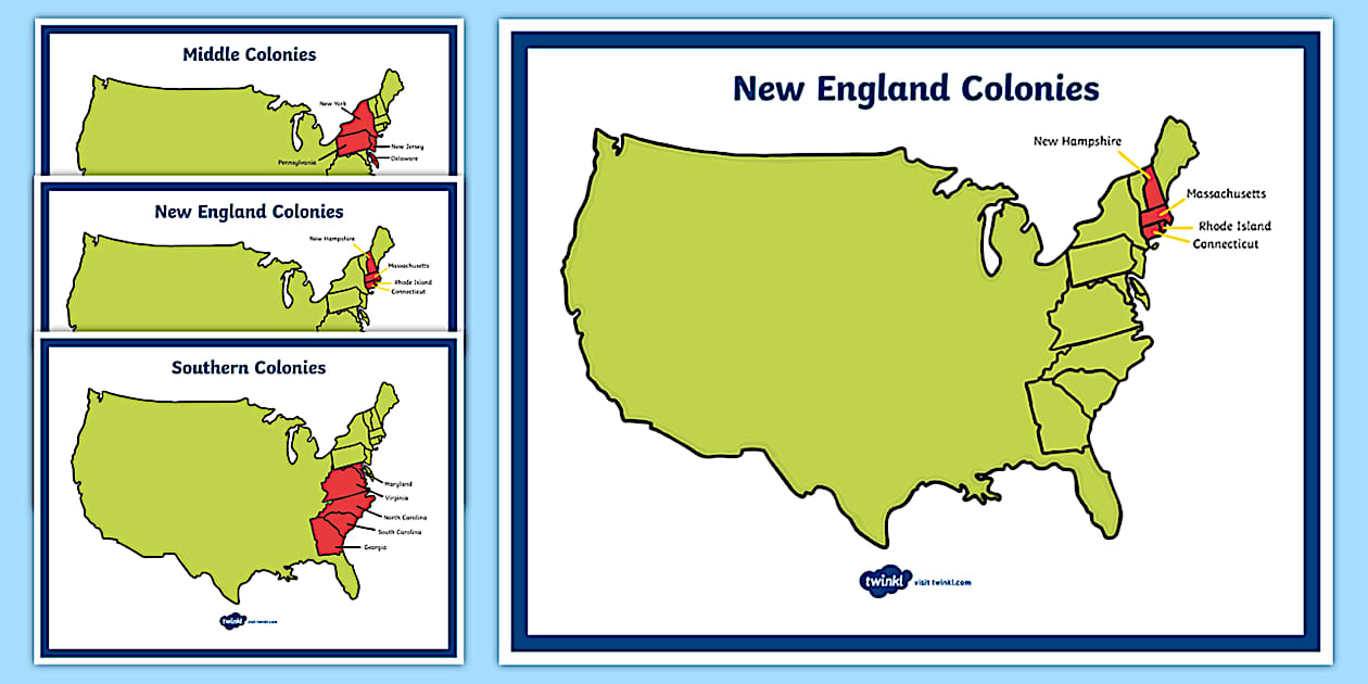Colonial America: 3 Regions Posters (Teacher-Made) - Twinkl