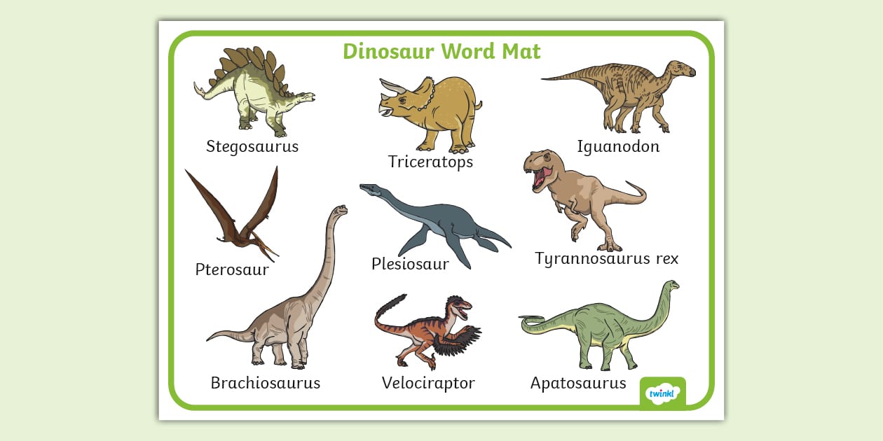 Dinosaur Word Mat (teacher made) - Twinkl
