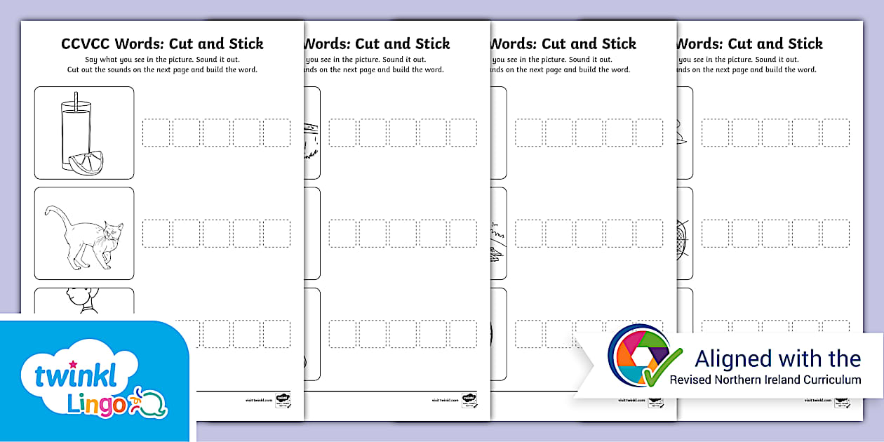 Linguistic Phonics: Stage 2 CCVCC Cut and Stick Activity Worksheets