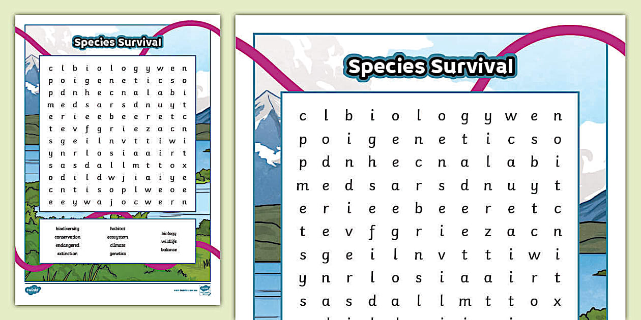 Species Survival Word Search Yr 3-6 (teacher made) - Twinkl