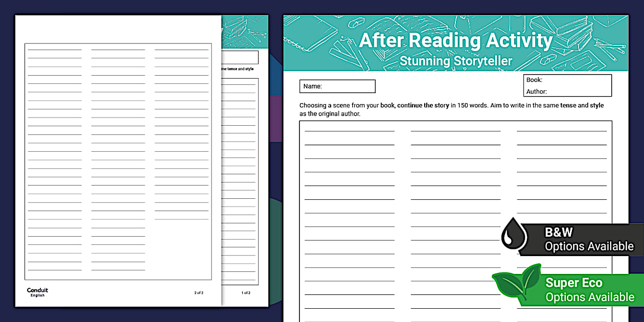 'Stunning Storyteller' After Reading Activity (teacher made)