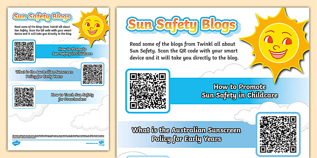 Sun Safety Blogs QR Poster (Teacher-Made) - Twinkl