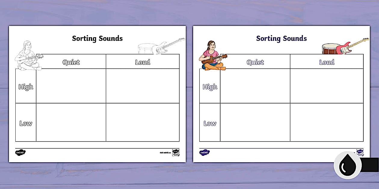 Graphic Organizer for High, Low, Quiet and Loud Sounds