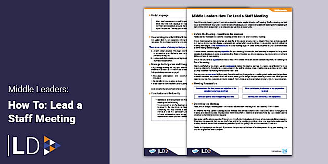 Middle Leaders How To: Lead a Staff Meeting