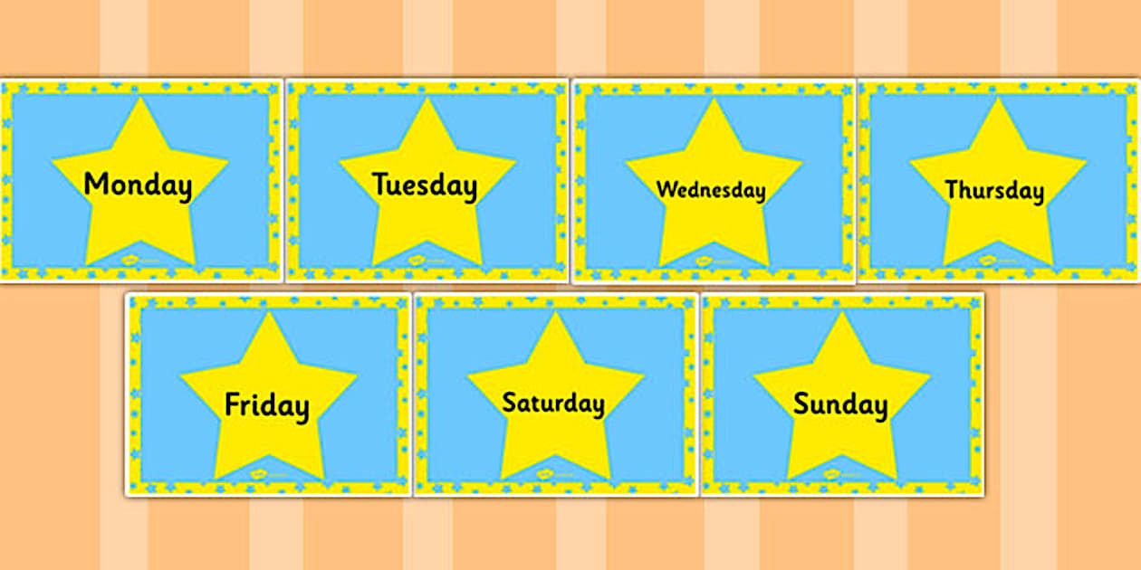 Editable Blue and Yellow Stars Days of the Week - Twinkl