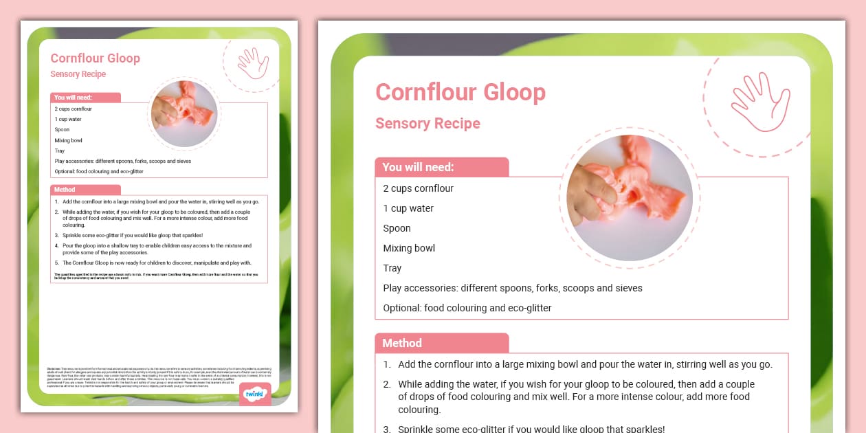 Cornflour Gloop Sensory Recipe | Recipe | Sensory - Twinkl