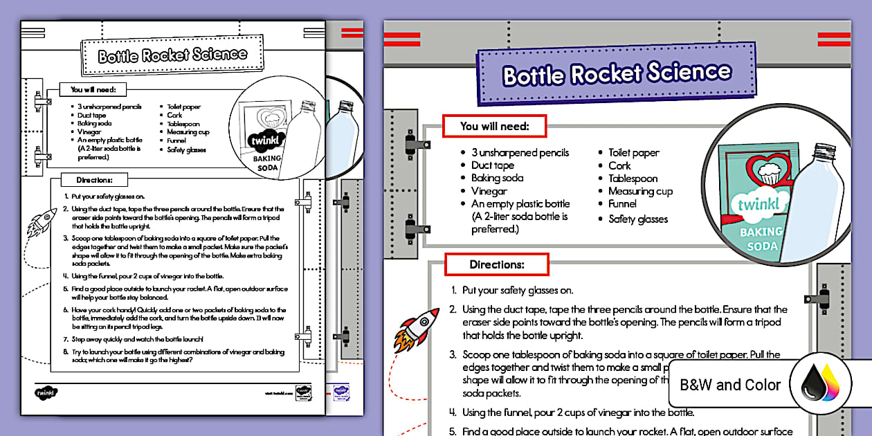 First Grade Bottle Rocket Science Worksheet (Teacher-Made)