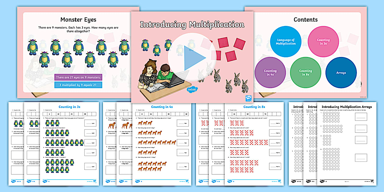 Year 3 Introduction to Multiplication (3s, 4s and 8s) Activity Pack