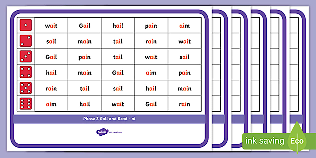 Phase 3 Complete Phoneme Roll and Read Mat (teacher made)