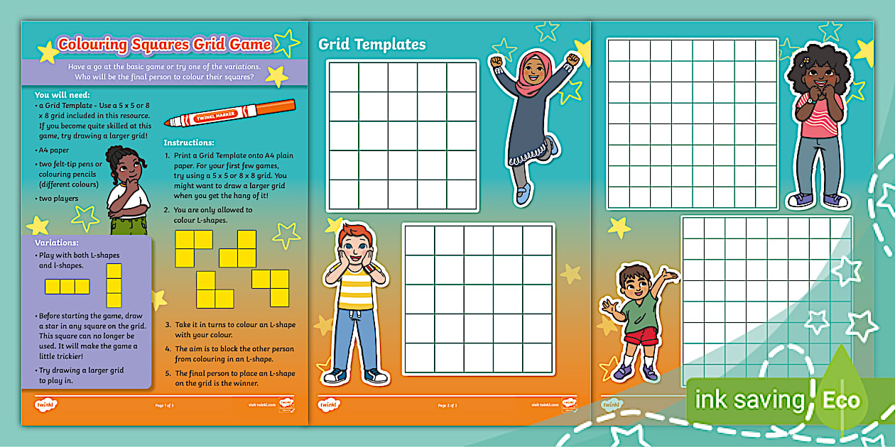 👉 Colouring Squares Grid Game (teacher made) - Twinkl