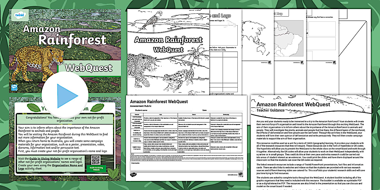 Amazon Rainforest WebQuest (teacher made) - Twinkl