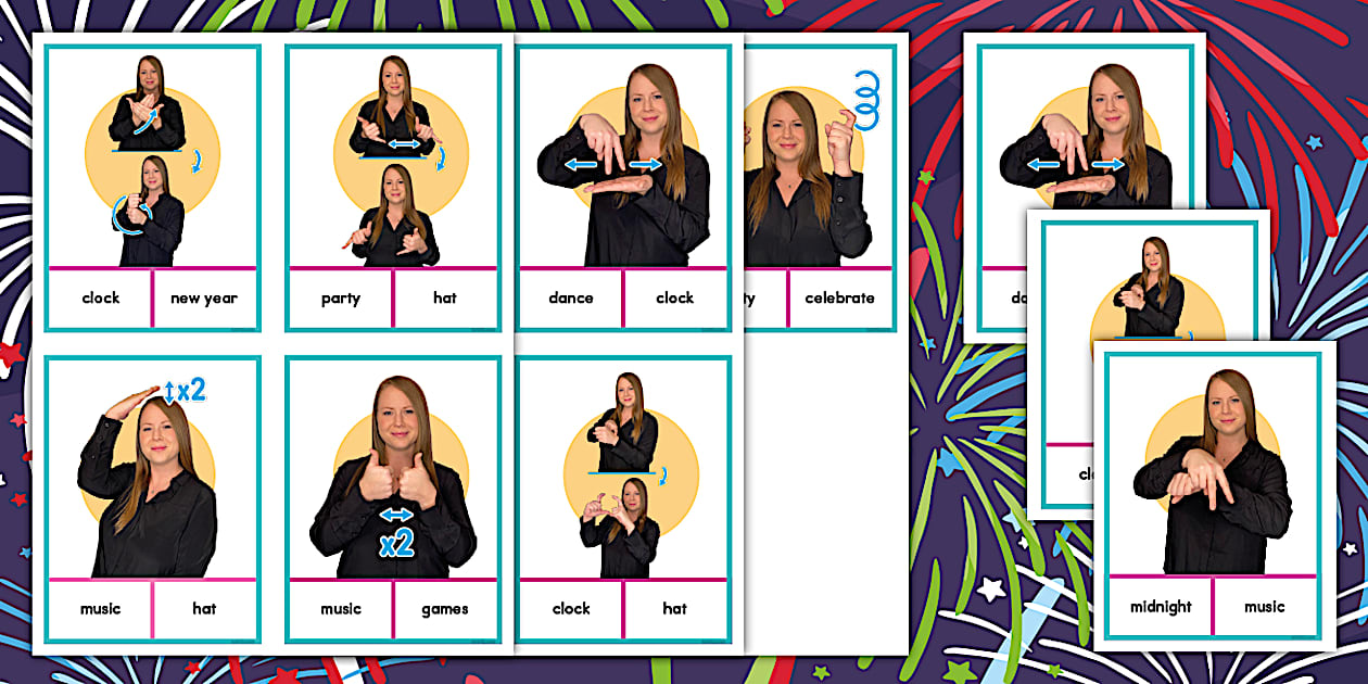 ASL New Year's Eve Clip Cards (teacher made) - Twinkl