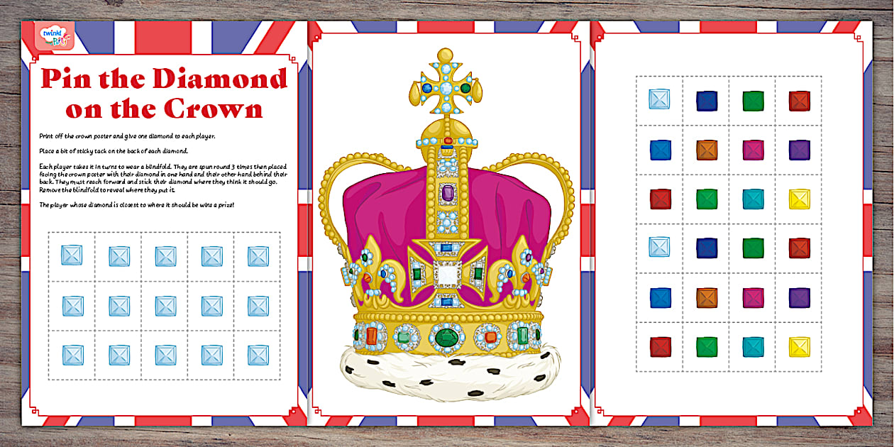 Pin the Diamond on the Crown Game | Twinkl Party - Twinkl