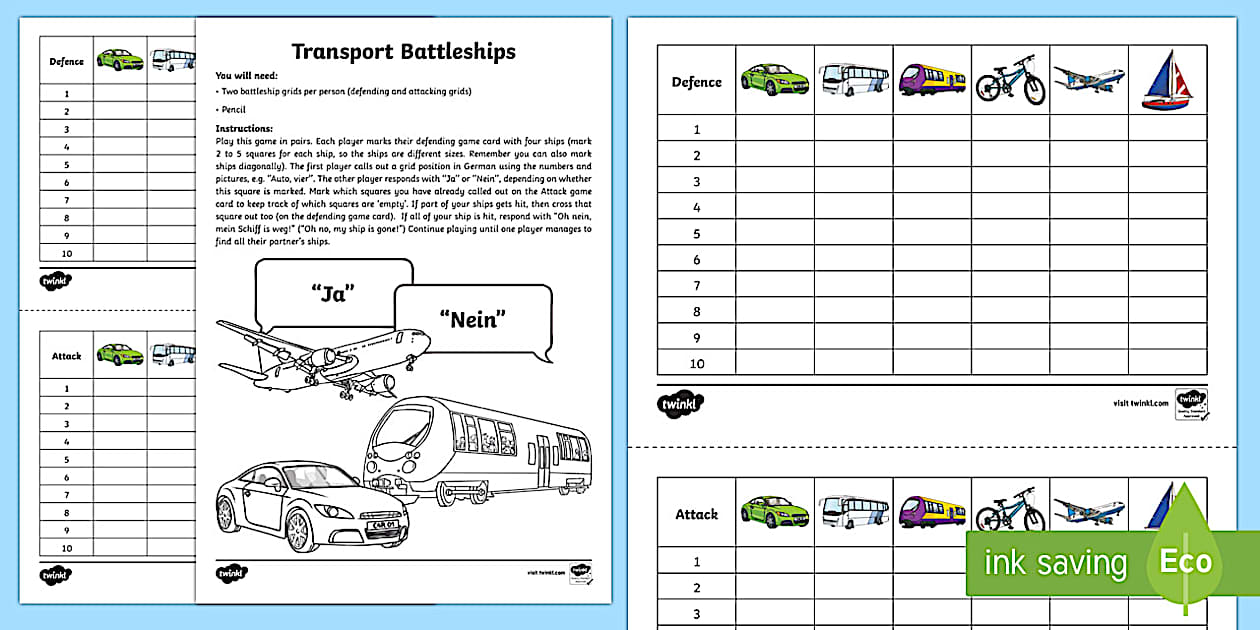 Transport Battleships Game German
