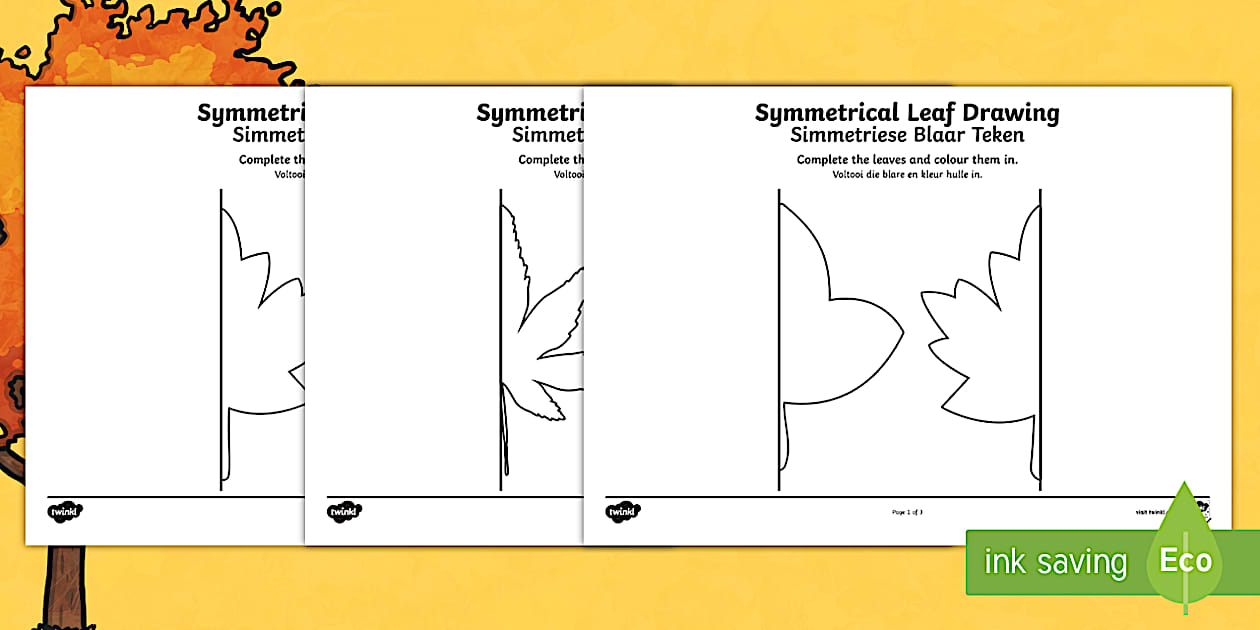 Autumn Symmetrical Leaf Drawing Activity English/Afrikaans