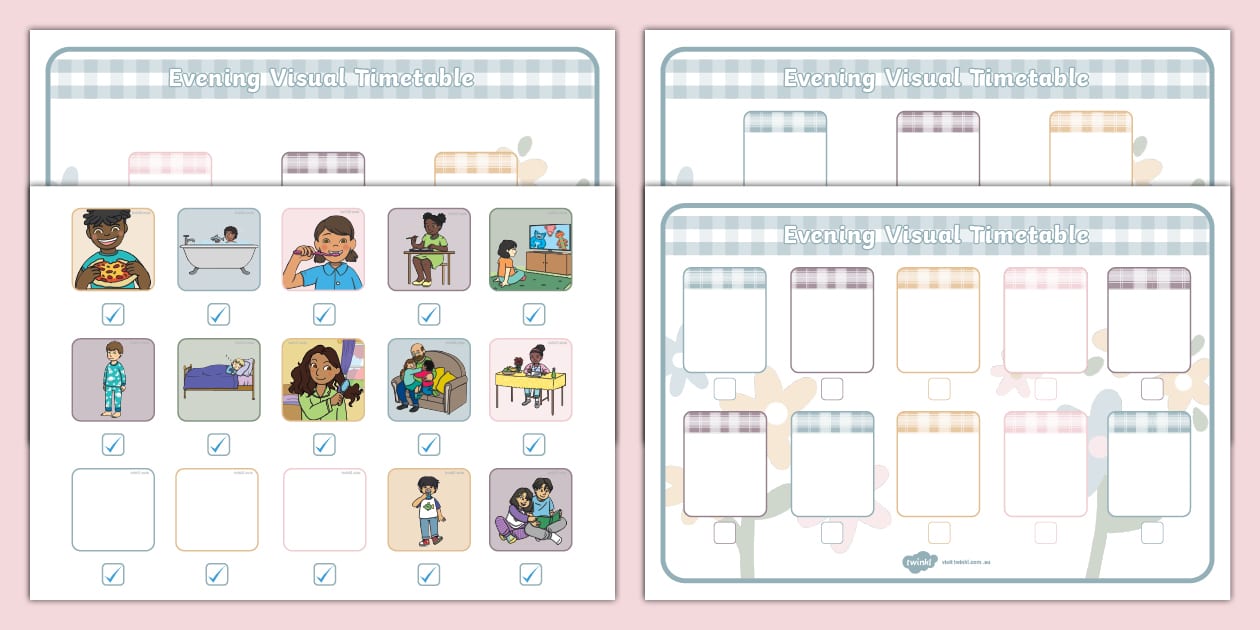 * NEW * Checkered Charm Themed Evening Routine Visual Timetable