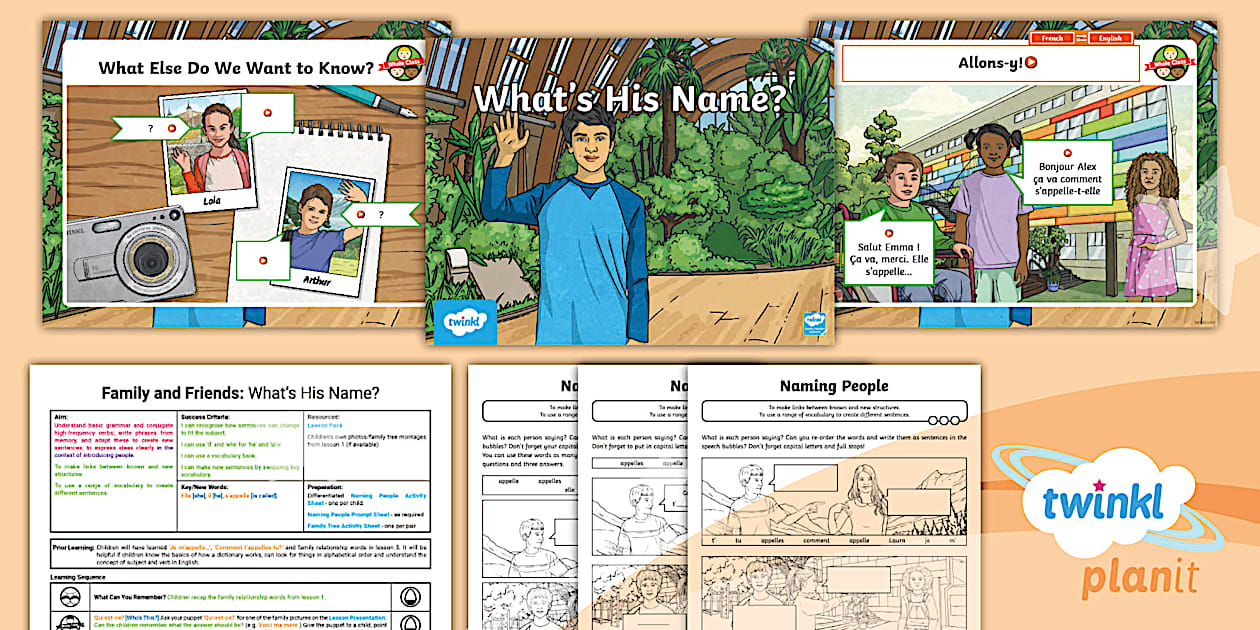 French Conversation Activities - What's His Name Lesson Pack