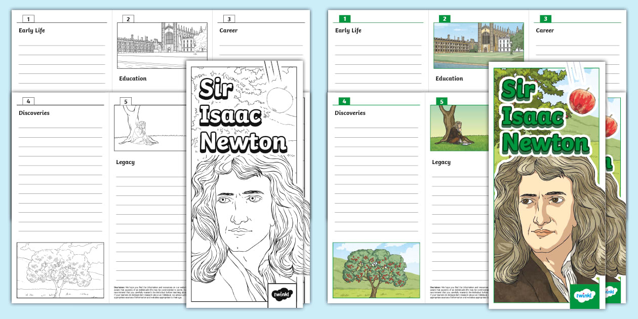 Sir Isaac Newton Leaflet Template (teacher made) - Twinkl