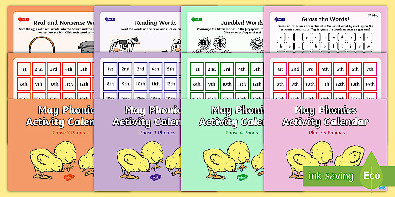 May Phonics Activity Calendar Powerpoint Pack - Twinkl