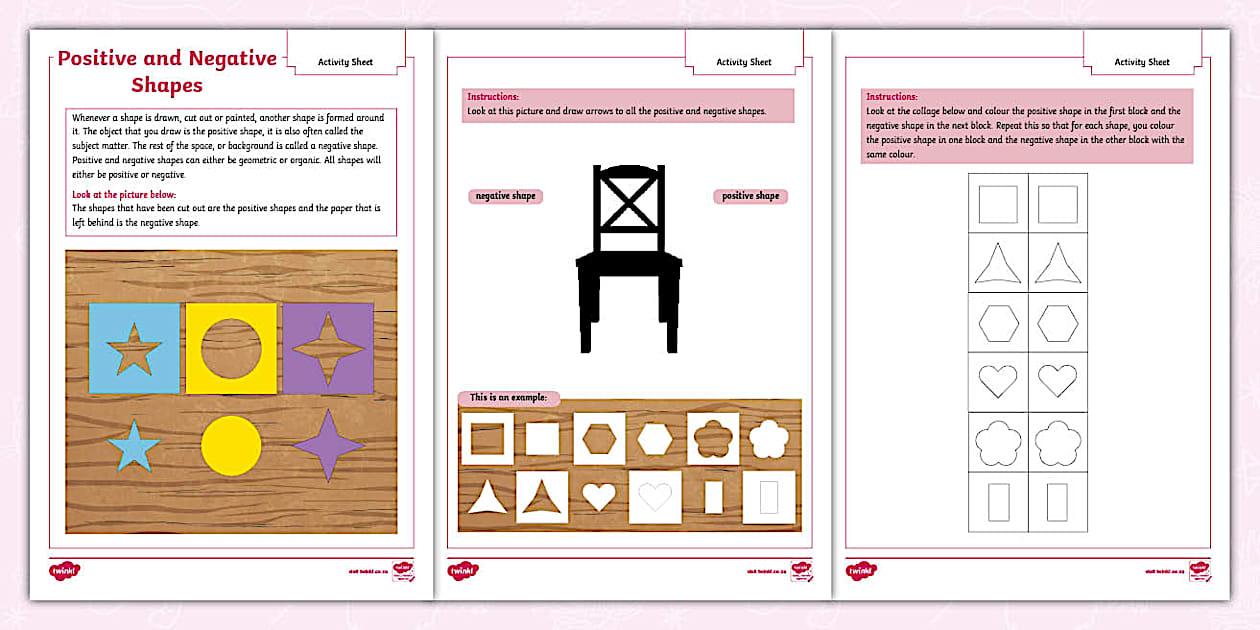 Positive and Negative Shapes - Activity Sheet (teacher made)