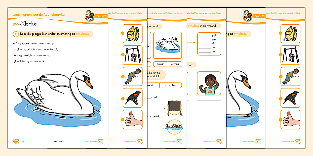 Graad 2 Gedifferensieerde Werkkaart sw-Klank Kwartaal 3