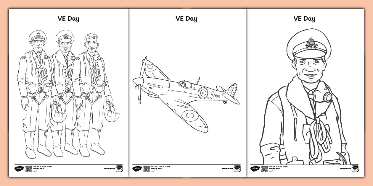 KS2 VE Day-Themed Colouring Pages (teacher made) - Twinkl