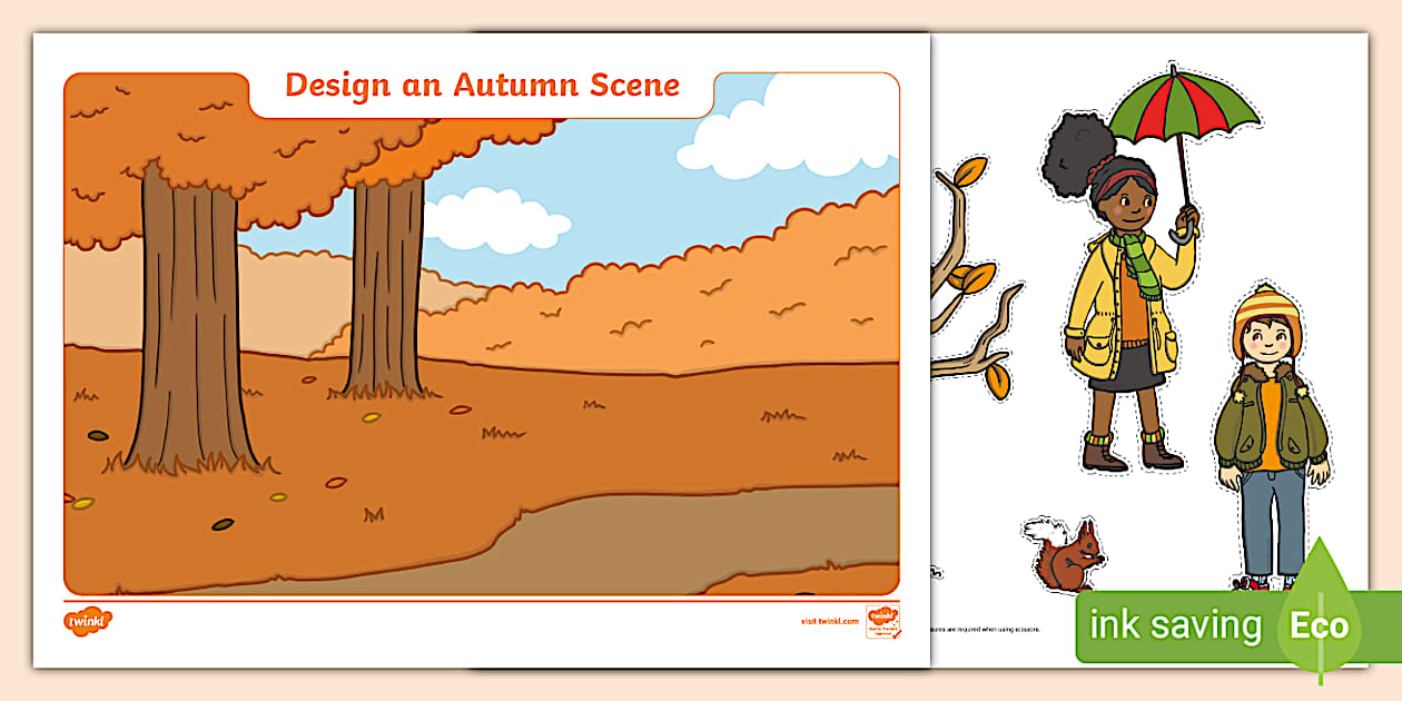Design an Autumn Scene Cutting Skills Activity - Twinkl