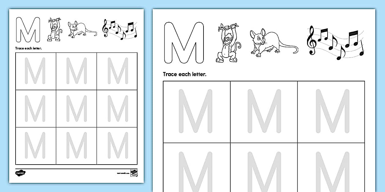 Uppercase Letter M Tracing Worksheet (teacher made) - Twinkl