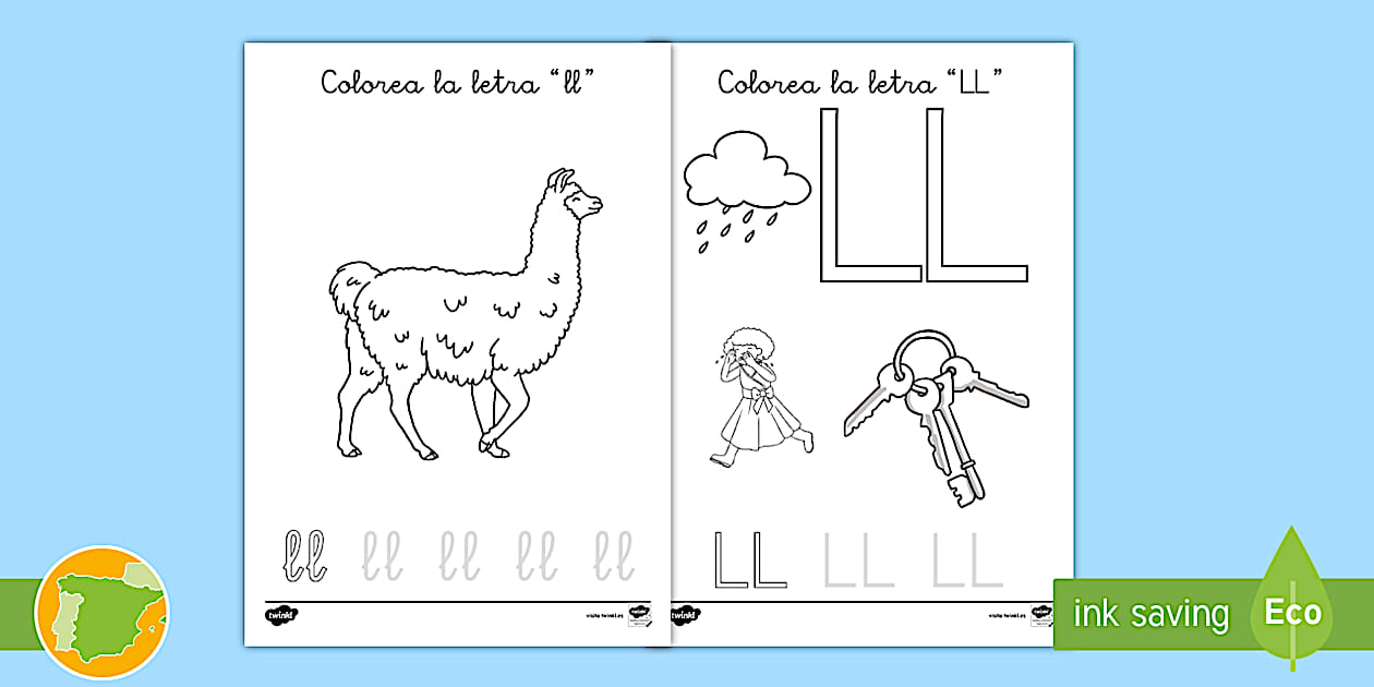Hoja de colorear: La letra ll (teacher made) - Twinkl