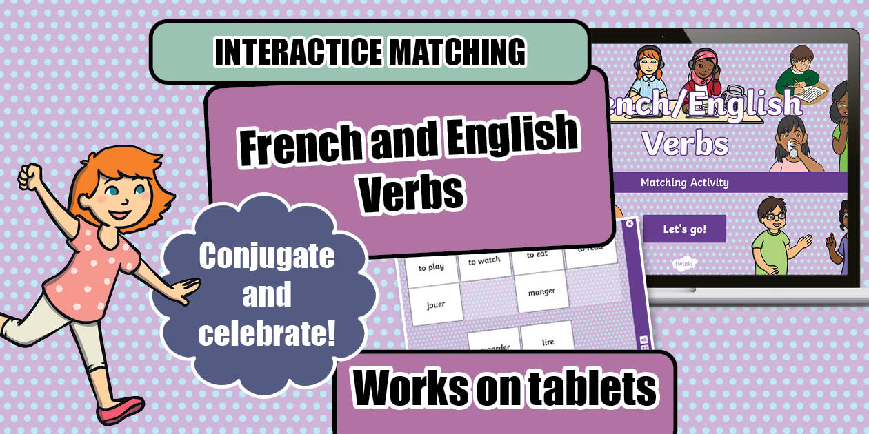 French/English Verbs Interactive Matching Game