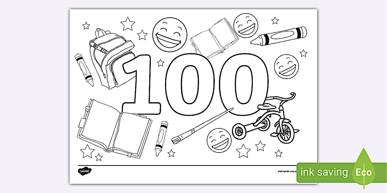 100 Days Of Learning Colouring Sheet - Parents - EYLF