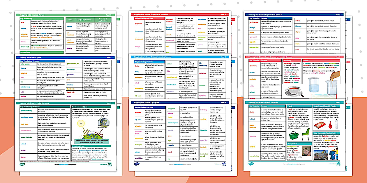 White Rose Science Supporting: Y5: Knowledge Organiser Pack